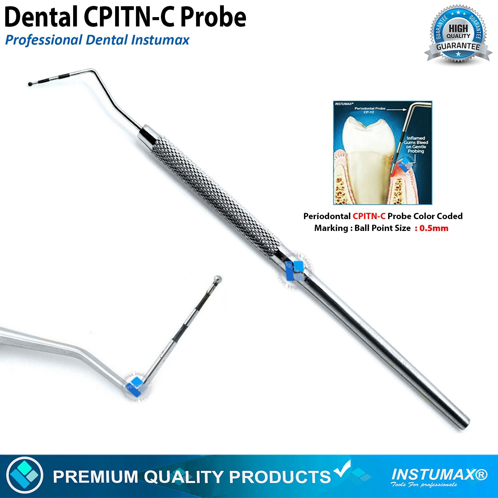 Dental CPITN-C Periodontal Probe CE – Color-Coded, Stainless Steel ...