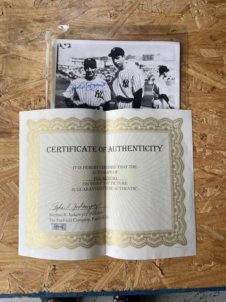 Vintage Phil Rizzuto Joe DiMaggio Photo With Rizzuto Autograph With COA ...
