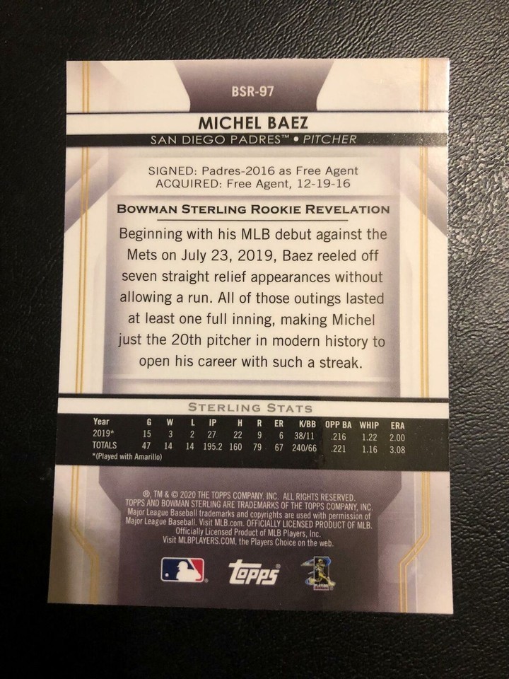 2020 Bowman Sterling Michael Baez #BSR-97 San Diego Padres *JY17A | eBay