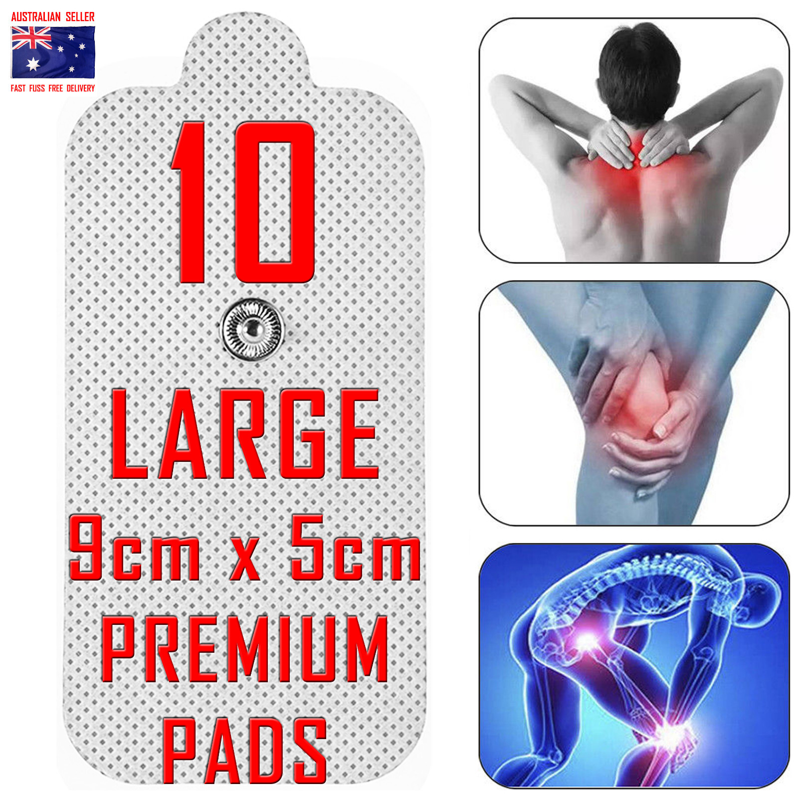 HiDow PainPod TENS EMS compatible 10 LARGE PADS + 4 PADS CABLE + 2 PADS ...