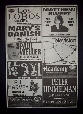 PJ Harvey Paul Weller Matthew Sweet Television Los Lobos 1992 NYC ...