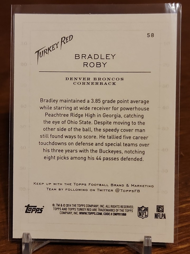 2014 Topps Turkey Red Bradley Roby Rookie Denver Broncos #58 NFL ...