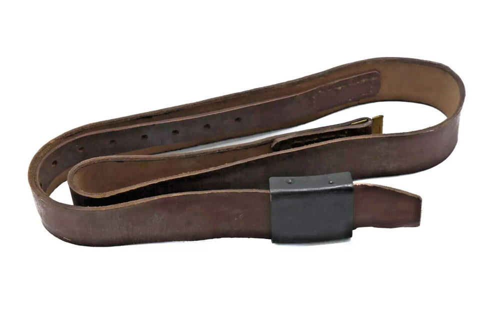 Romanian Military Brown Leather Belt Soviet Era w/ Black Buckle Army ...