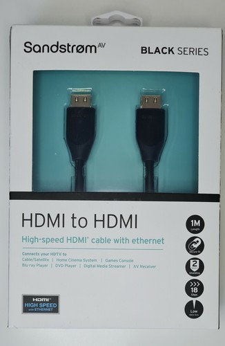 Sandstrom AV Black Series HDMI cable S1HDM114X Full HD 1080p 3D 4K 1m ...