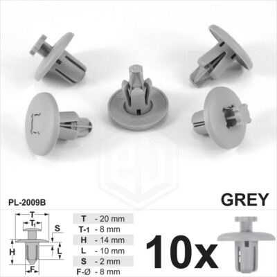 10x Grey Plastic Trim Pin Clips Wheel Arch Splash Guards for Citroen C3 ...