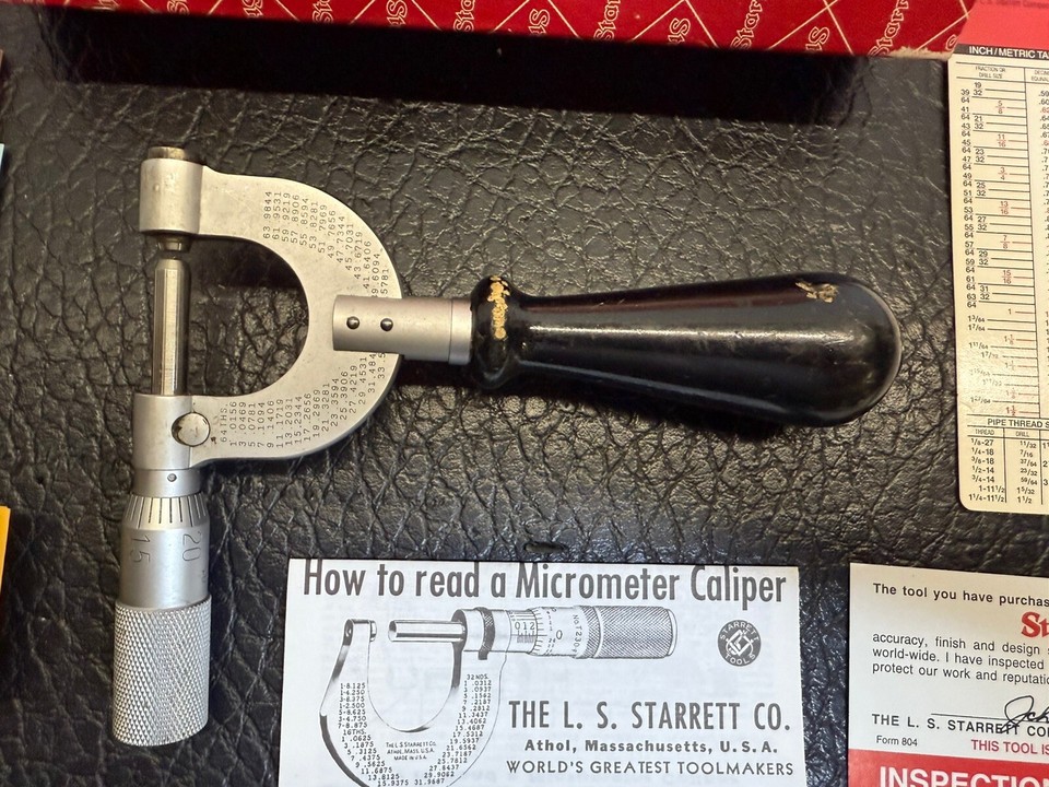 Starrett No 205 Steel Mill Micrometer With Handle Machinist Tool ...