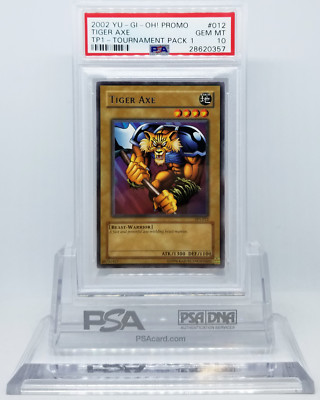 YUGIOH TOURNAMENT PACK 1 TP1-012 TIGER AXE RARE CARD PSA 10 GEM MINT ...