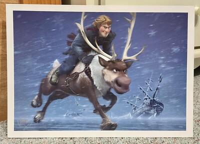Disney’s Frozen Art Print Lithograph 10x14” Kristoff Riding Sven on ...