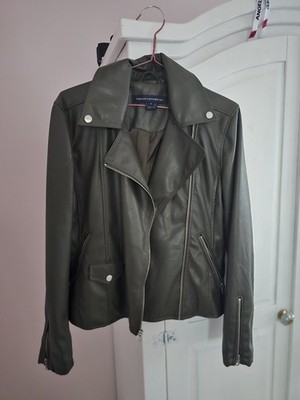 French Connection Green Leather Jacket | eBay UK