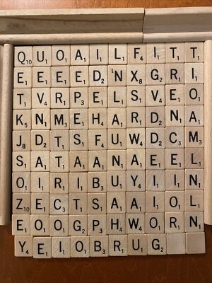 Vintage Wooden Scrabble Tiles Lot of 100 Letters Crafts Replacements 2 ...