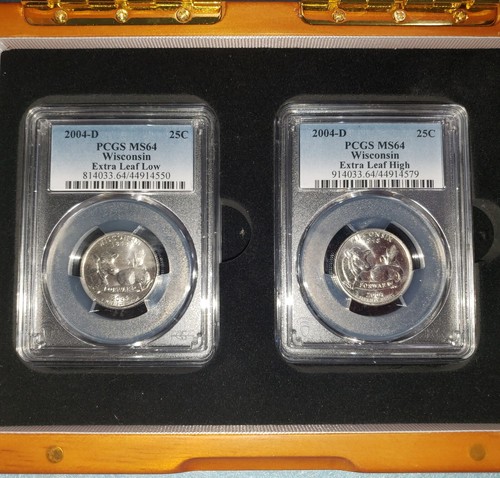 2004-D WISCONSIN STATE QUARTERS - EXTRA LEAF HIGH & EXTRA LEAF LOW ...