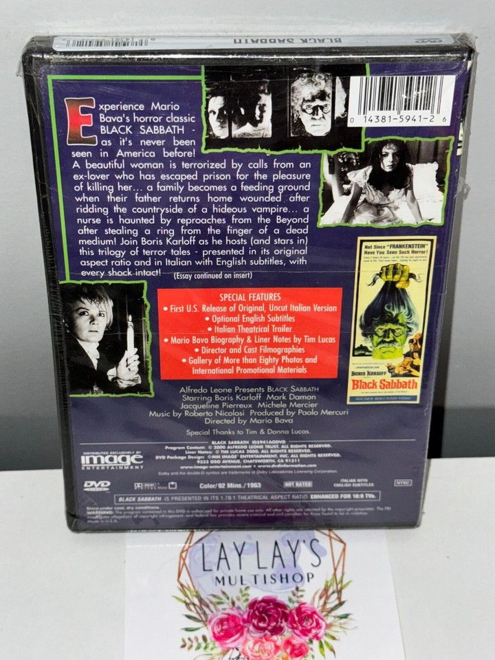 Black Sabbath (DVD, 2000) The Mario Bava Collection Boris Karloff NEW ...