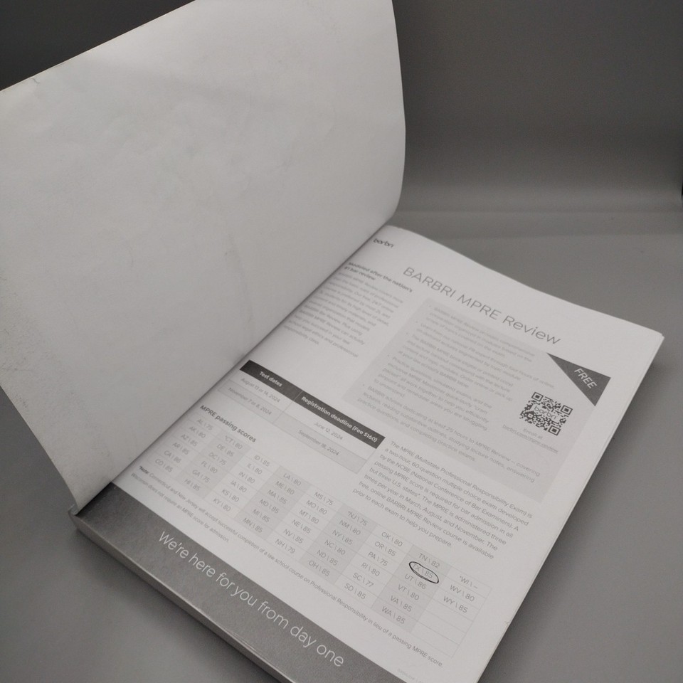 Barbri Professional Responsibility MPRE Review Book 2024-2025 Bar Exam ...