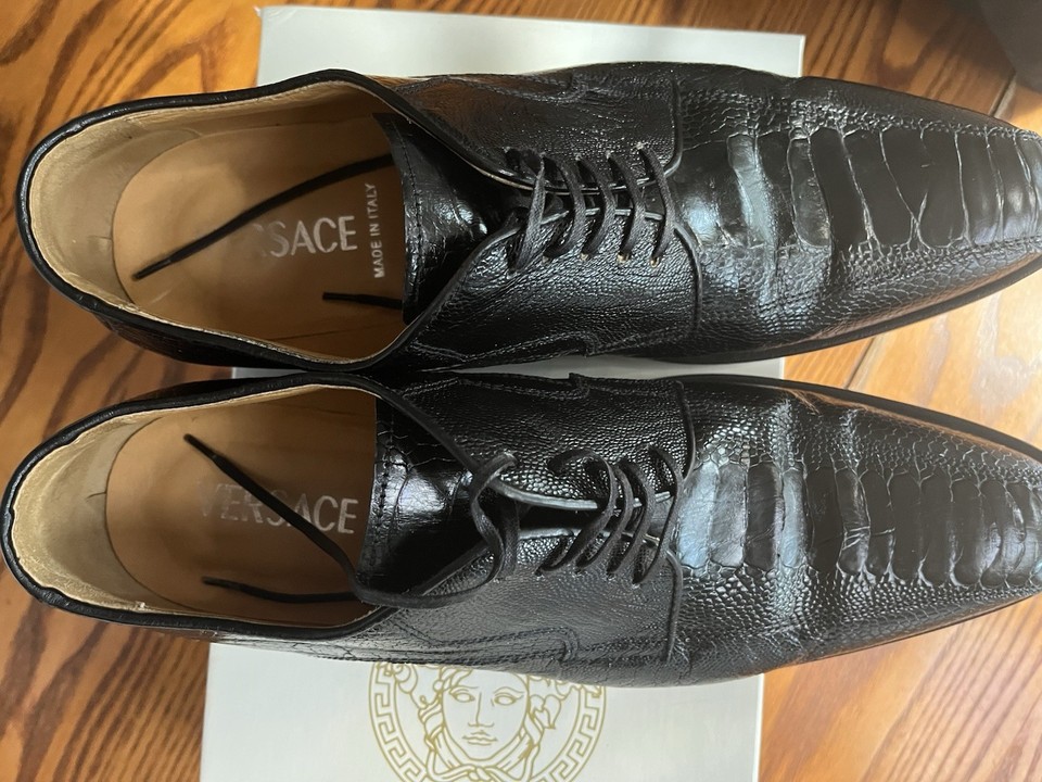 Versace Genuine Lizard Skin Mens Dress Shoes $550 Value! Size 42 US 9 ...