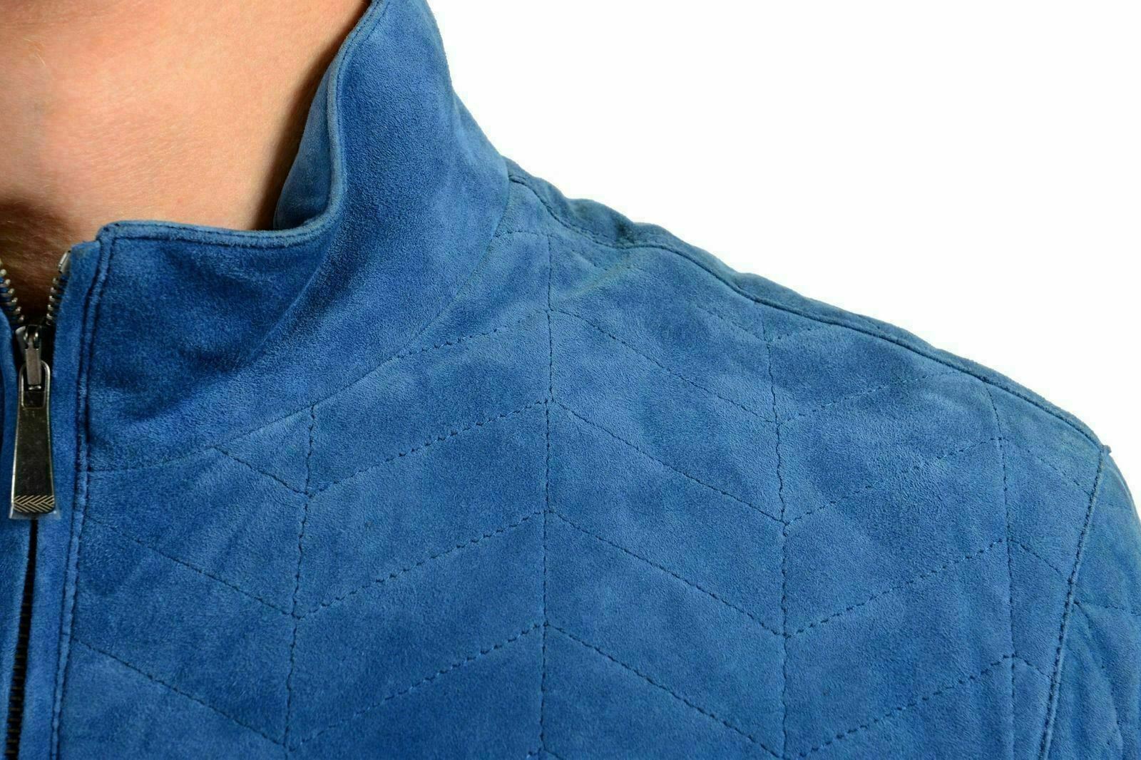 Malo Men's 100% Suede Leather Blue Full Zip Jacket US M IT 50 | eBay