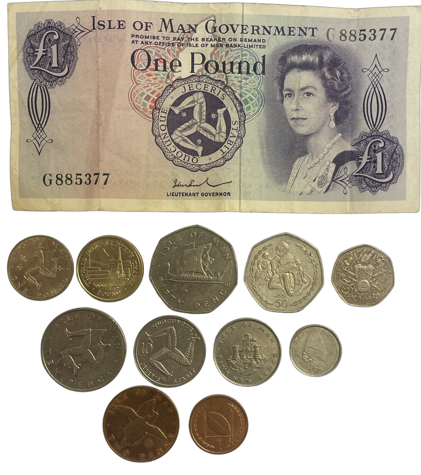 ISLE OF MAN (IOM) COIN COLLECTION £1 - 1P - BANK NOTE OPTIONAL - 11 ...