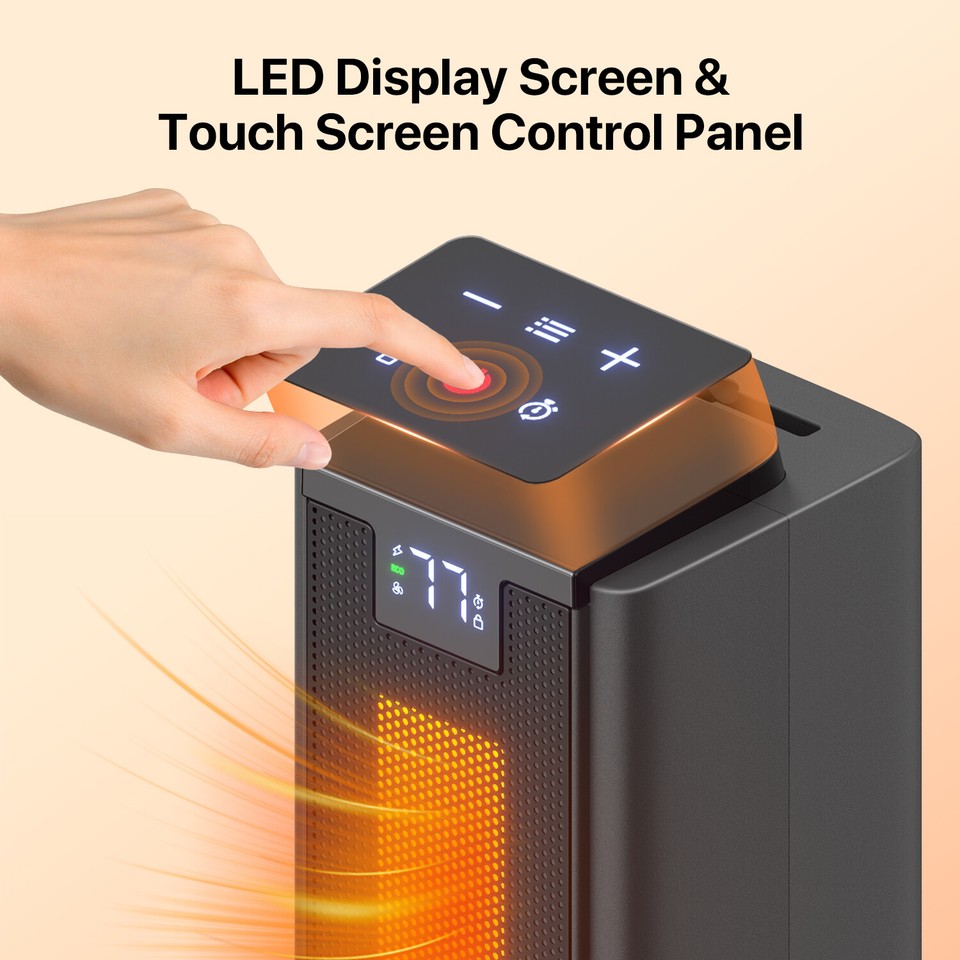 1500W - Portable Electric Heater with Thermostat Ceramic Heater ECO ...