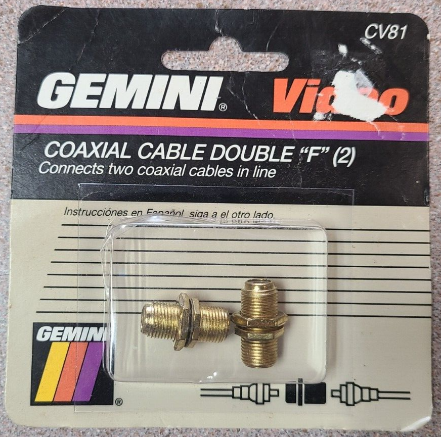 2 Cable VCR Coaxial Cable Double F Connectors CV81 Gemini TV Hardware ...