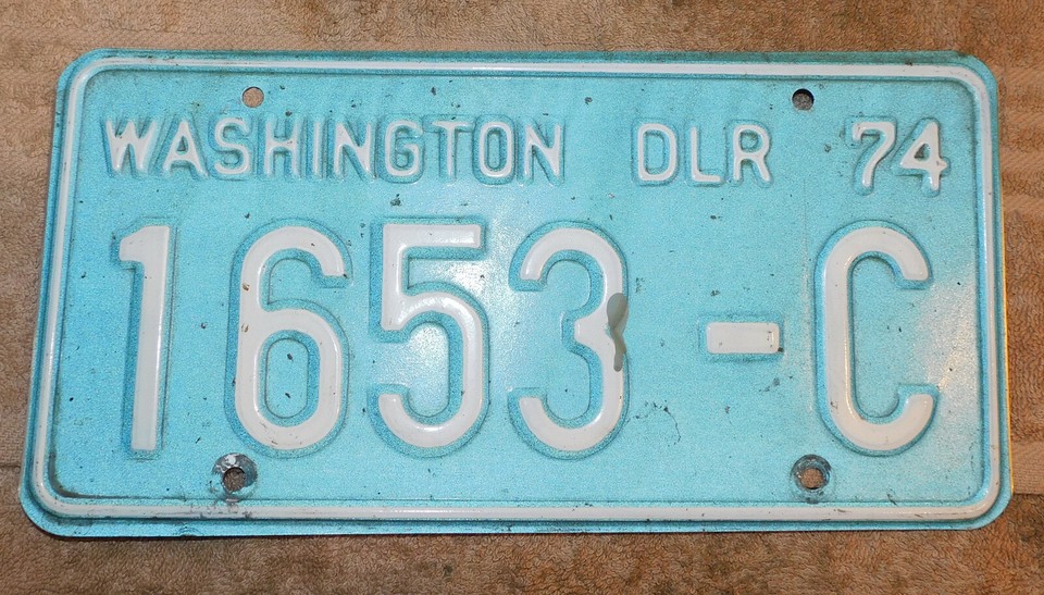 Vintage 1974 State of WASHINGTON DEALER LICENSE PLATE Collector ...