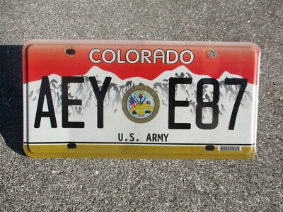 Colorado US ARMY license plate # AEY E87 | eBay