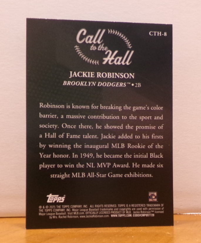 TOPPS CHASE BASEBALL CARD CALL TO THE HALL JACKIE ROBINSON BROOKLYN ...
