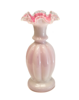 American Pink Art Glass Ruffle Vase | eBay