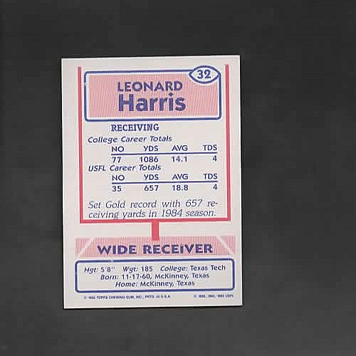 1985 Topps USFL #32 LEONARD HARRIS | eBay