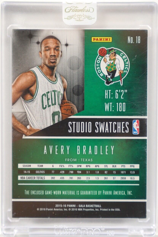 2015-16 Panini Gala Studio Swatches #44/60 Avery Bradley #18 NBA Card ...