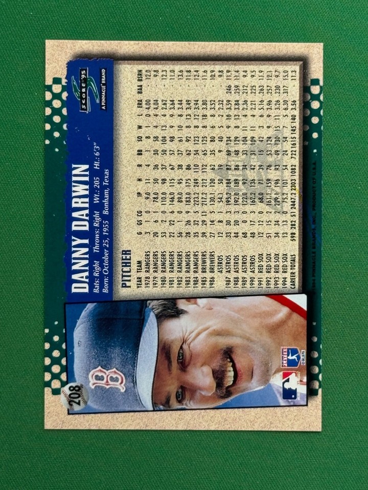 1995 Score Baseball #208 Danny Darwin Platinum Team Sets Boston Red Sox ...
