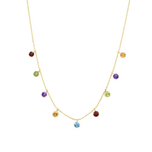 Rachel Koen Gemstone Chain Necklace 14K Yellow Gold 18 inches | eBay
