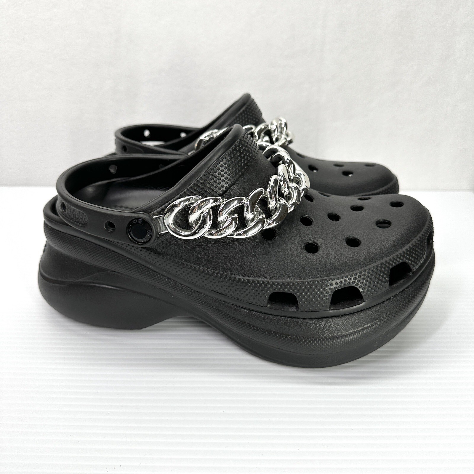 Crocs Womens Bae Chain Clogs Classic Platform Black S… - Gem