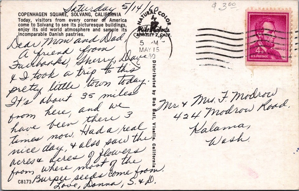 Copenhagen Square Solvang California 1960 Postcard | eBay