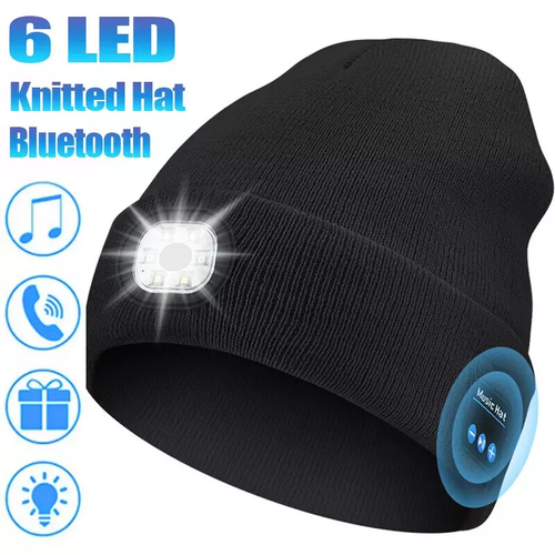 Bluetooth LED Beanie Hat with Music Speakers Mic Rechargeable Cap Head ...