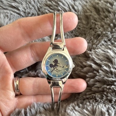 Disney Time Works Mickey Mouse Wristwatch Silver Tone Japan Movement ...