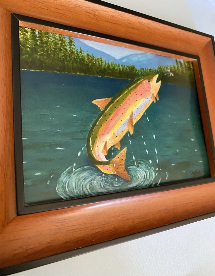 Rainbow Trout Art Fish Art Lake, Fishing Print, Gift For fisher 6.5”x8 ...