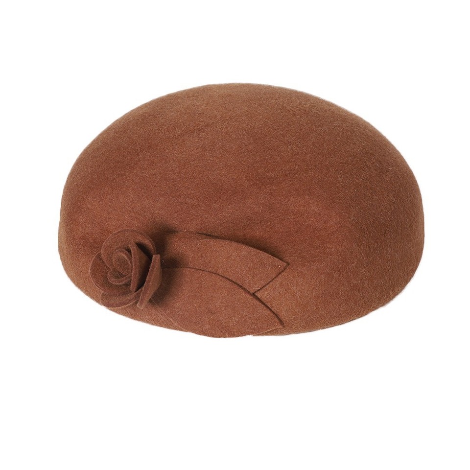 Brown Wool Felt Fascinator Hats Tea Party Formal Church Beret Hat With ...