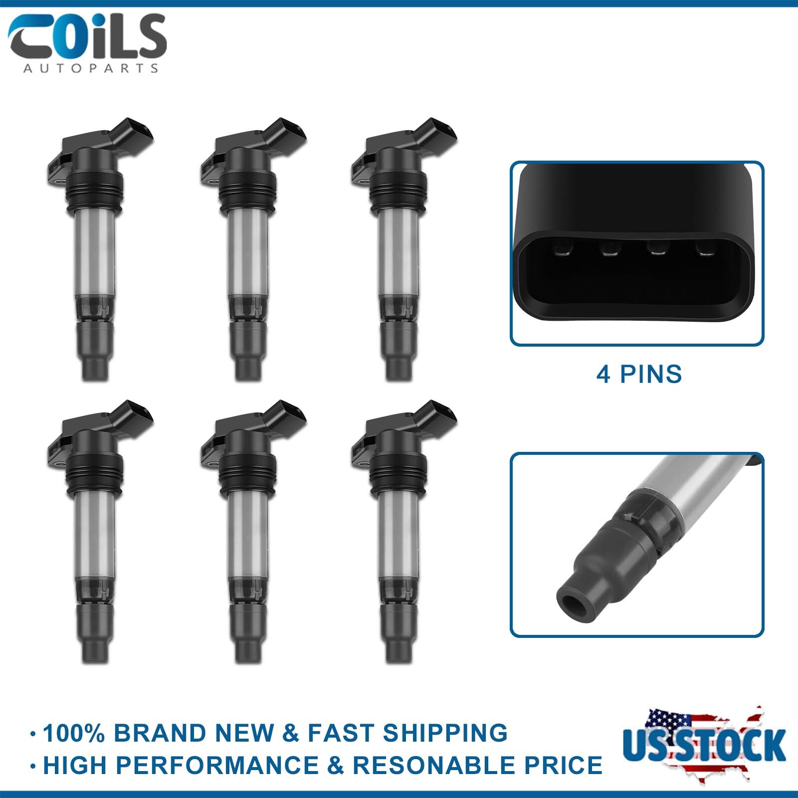 6 Ignition Coils For Volvo S60 S80 V70 XC60 XC70 XC90 Land Rover 3.2L ...