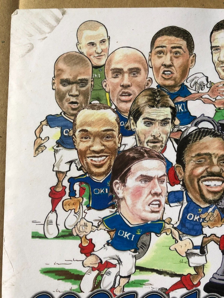 NORMAN HOOD ARTIST SIGNED LTD EDITION CARTOON PORTSMOUTH, FA CUP ...