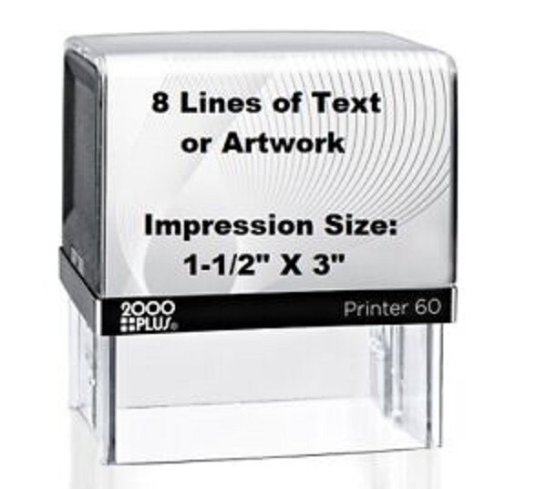 2000 + COLOP Printer 60 - Self-Inking Stamp - 8 Lines of Text - Size 1 ...