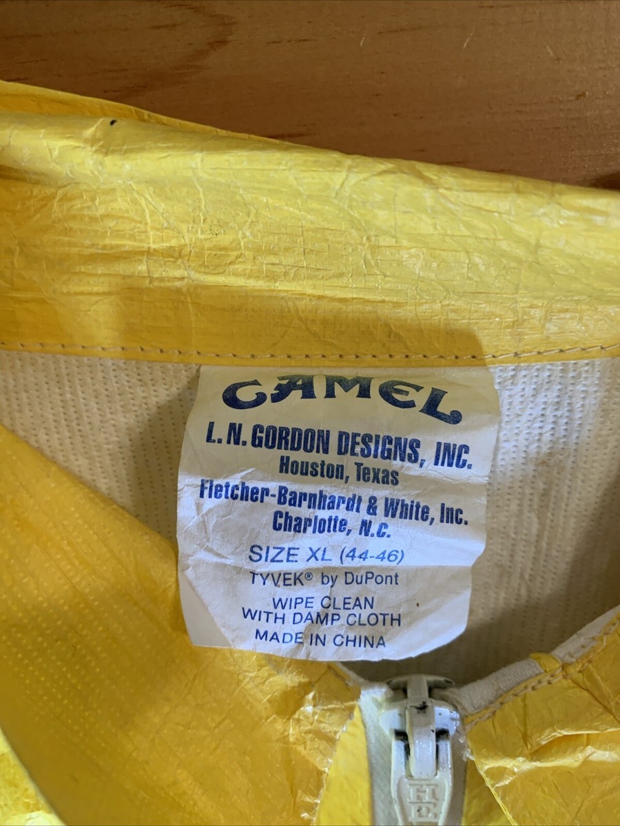 VTG Joe Camel Bright Yellow Tyvek By DuPont Full Zip Jacket VTG Joe Camel Bright Yellow Tyvek By DuPont Full Zip Jacket