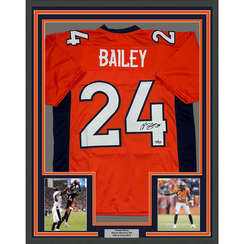 Framed Facsimile Autographed Champ Bailey 35x39 Denver Orange Reprint ...