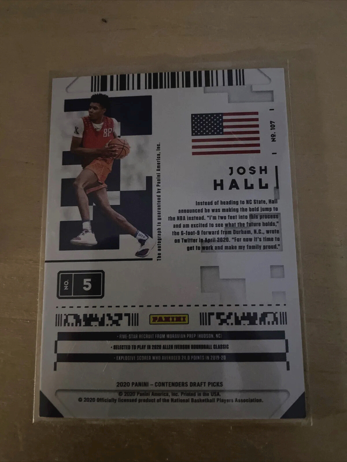 2020-21 Contenders Draft Picks #107 Red Foil Game Ticket Auto Josh Hall ...