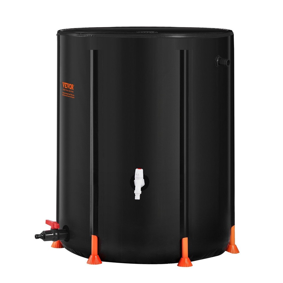 66Gal Rain Water Tank with Overflow Spigot Transparent Scale Lines Easy ...