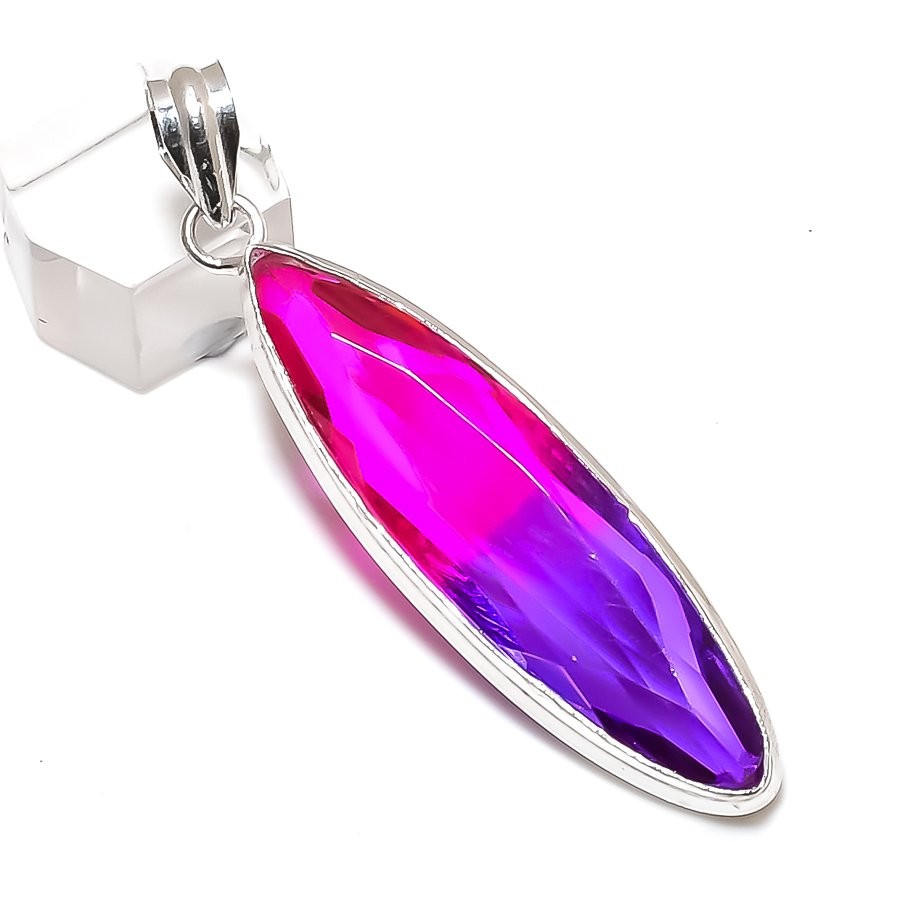 Bi-Color Tourmaline Gemstone 925 Sterling Silver Jewelry Pendant 2.68 ...