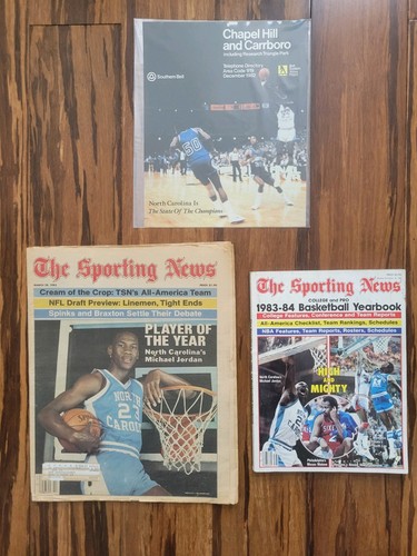 MICHAEL JORDAN 1st COVER MAGAZINE LOT (3) 1982 UNC Phone Book 1983 ...