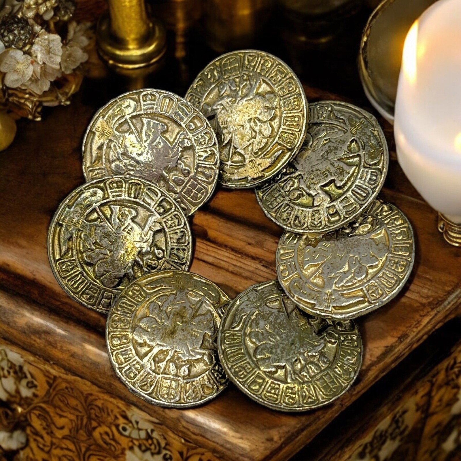 Rare Antique 7 Matching Medieval Knights Templar Picture Metal ...