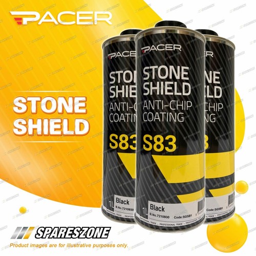 3 x Pacer S83 Stone Shield Black 1Litre Flexible Textured Underbody ...