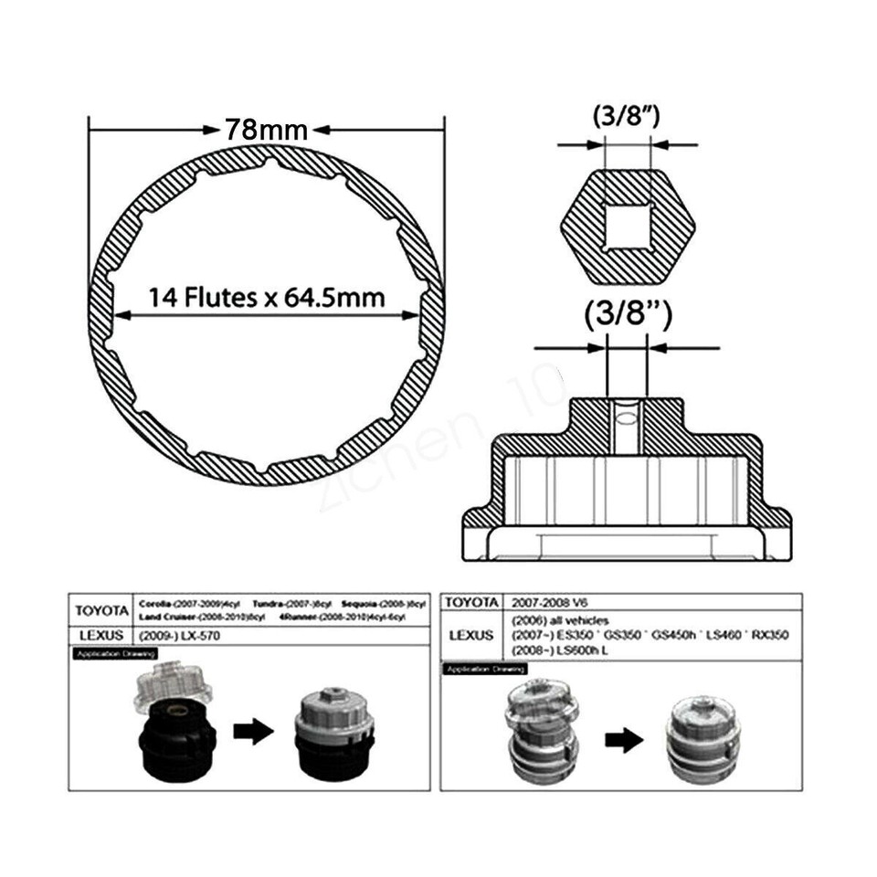 Oil Filter Wrench Cap Removal Tool for Toyota Corolla Prius Scion ...