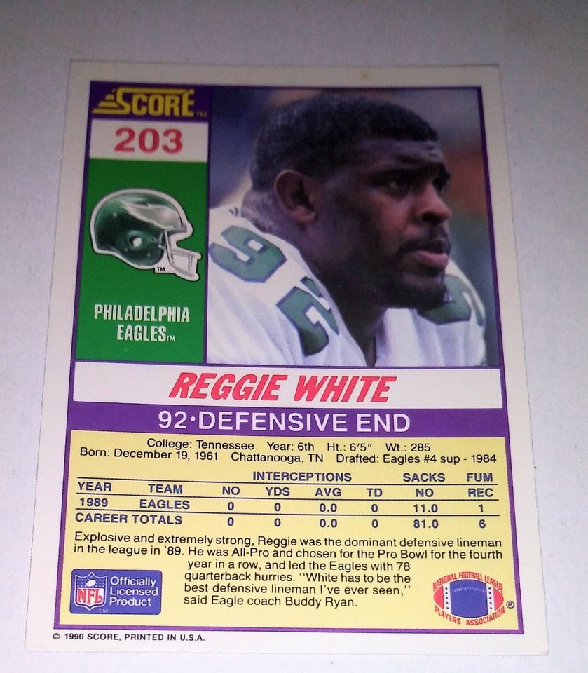 1990 Score Reggie White #203 - Many Sport & Non Sport Cards Available ...
