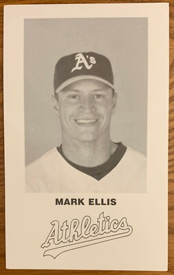 MARK ELLIS, TEAM ISSUED 4" x 6 1/2" PHOTO CARD, OAKLAND ATHLETICS, WOW ...